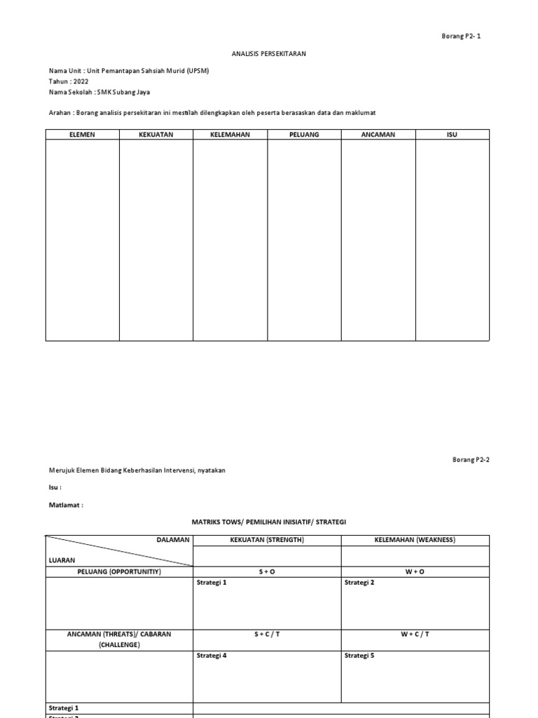Perancangan Strategik Borang Kosong | PDF