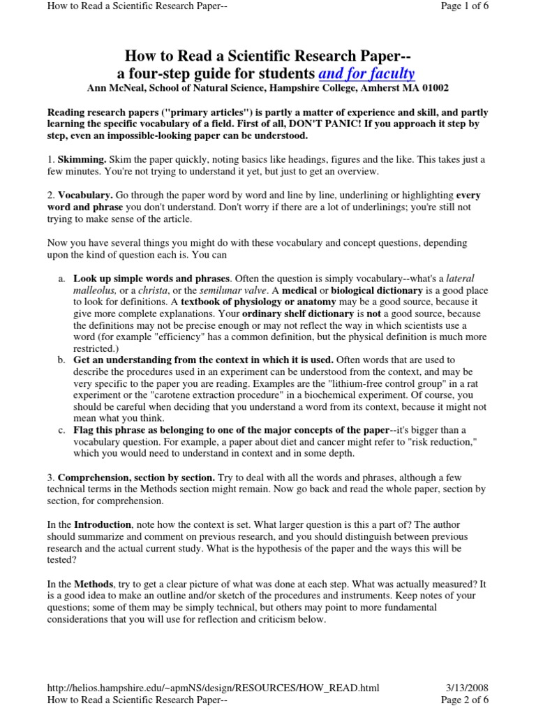 How To Read A Scientific Research Paper | PDF | Scientific Method ...