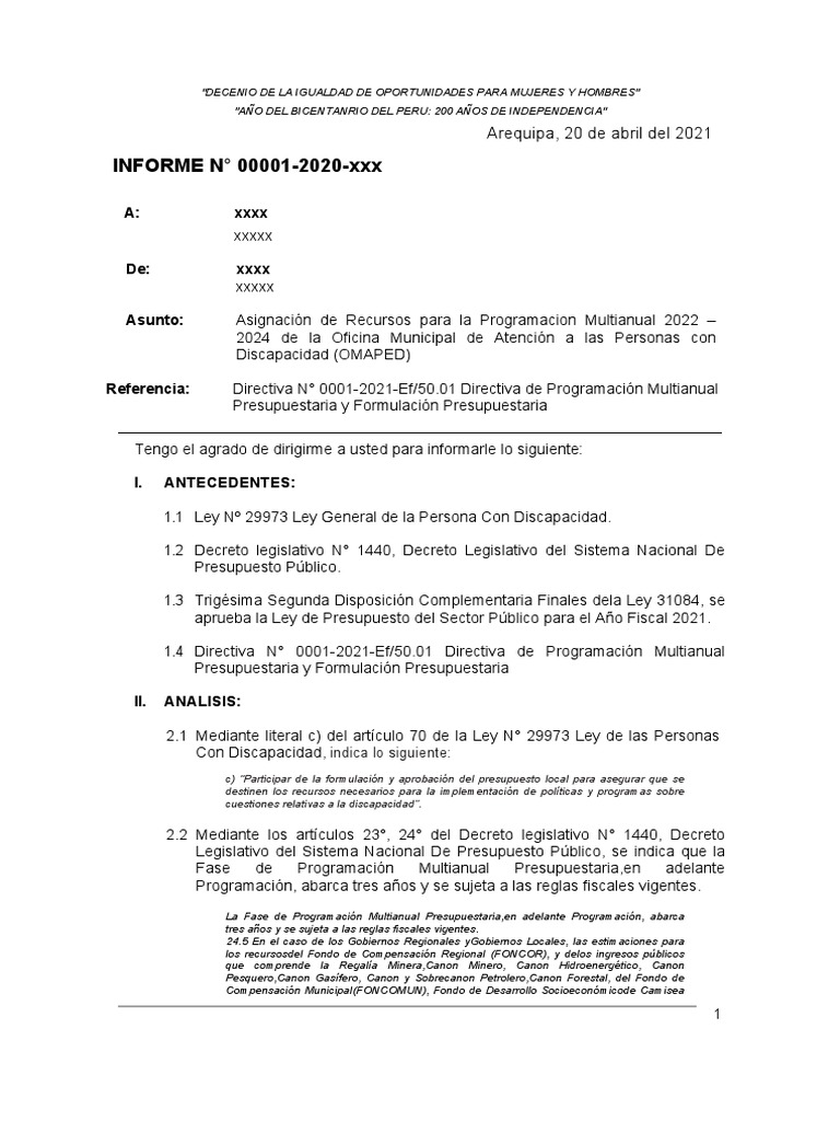 Informe para Solicitud de Pto para PMP 2022 2024 | PDF | Presupuesto ...