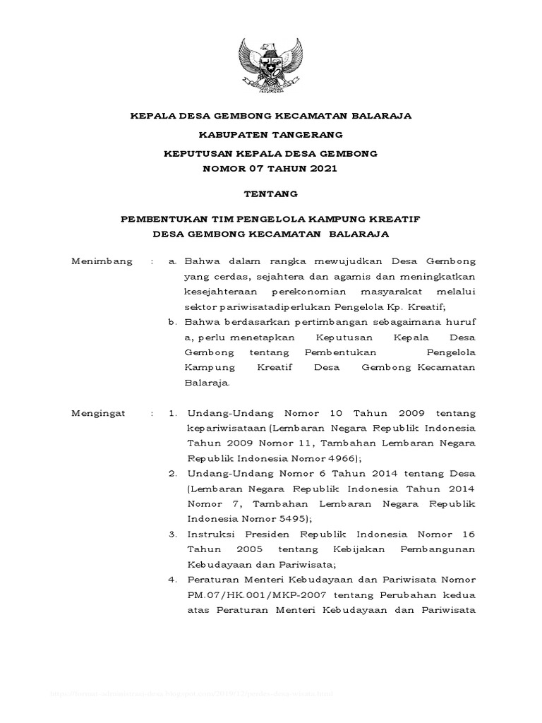 Sk Tim Pengelola Kp Kreatif Pdf