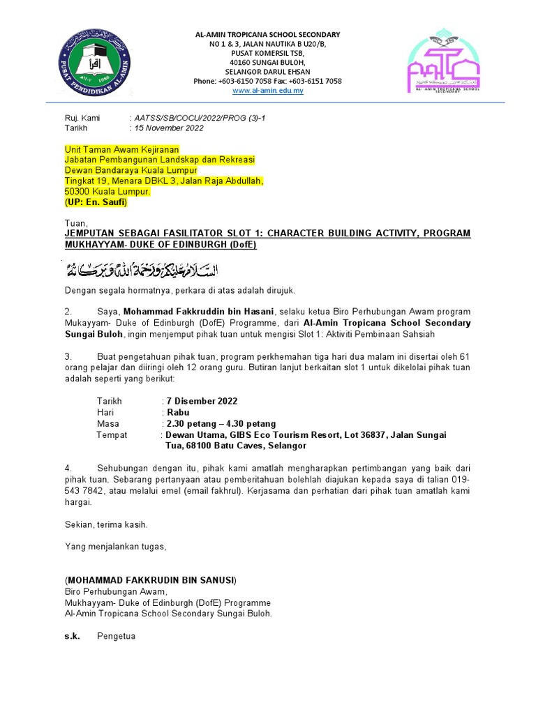 Surat Jemputan 1 - Slot 1 | PDF