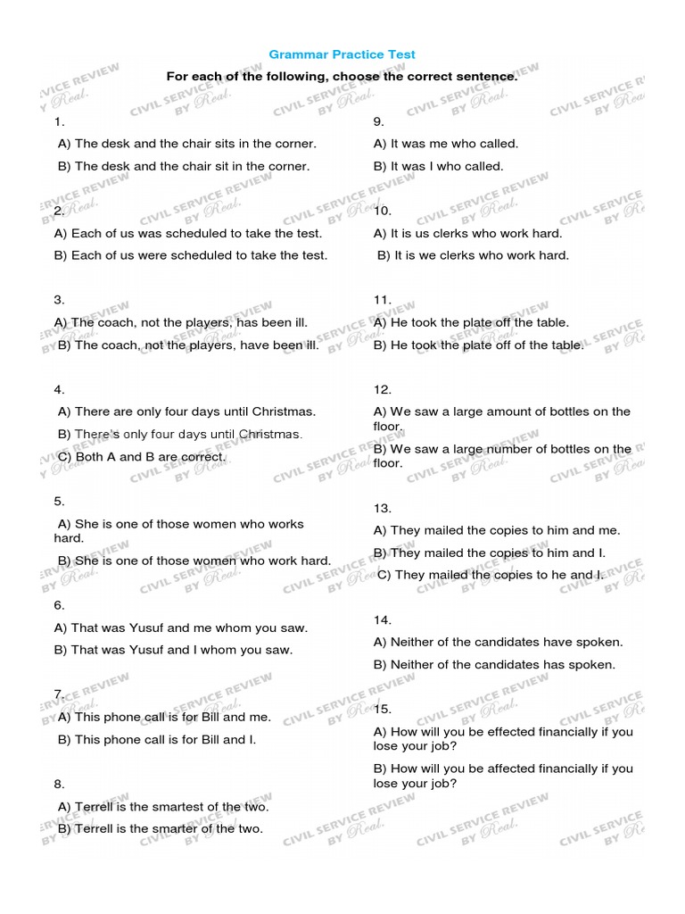 Subject-Verb Agreement Practice Test | PDF