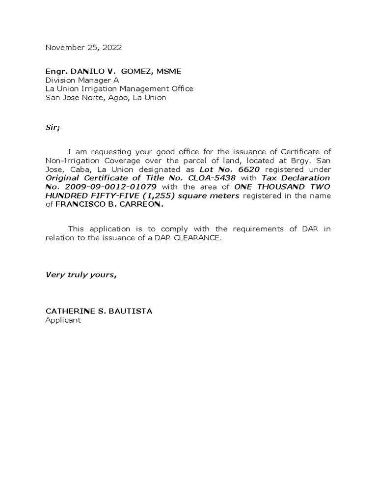 Request Letter - Nia | PDF