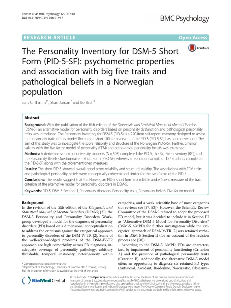 Personality Inventory For DSM | PDF | Personality Disorder | Diagnostic And Statistical Manual ...