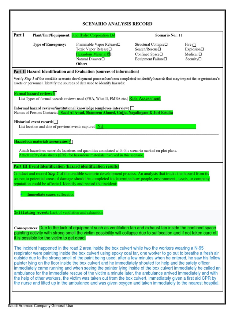 Drill Exercise On Oxygen Deficiency January 2023 | PDF | Risk | Risk ...