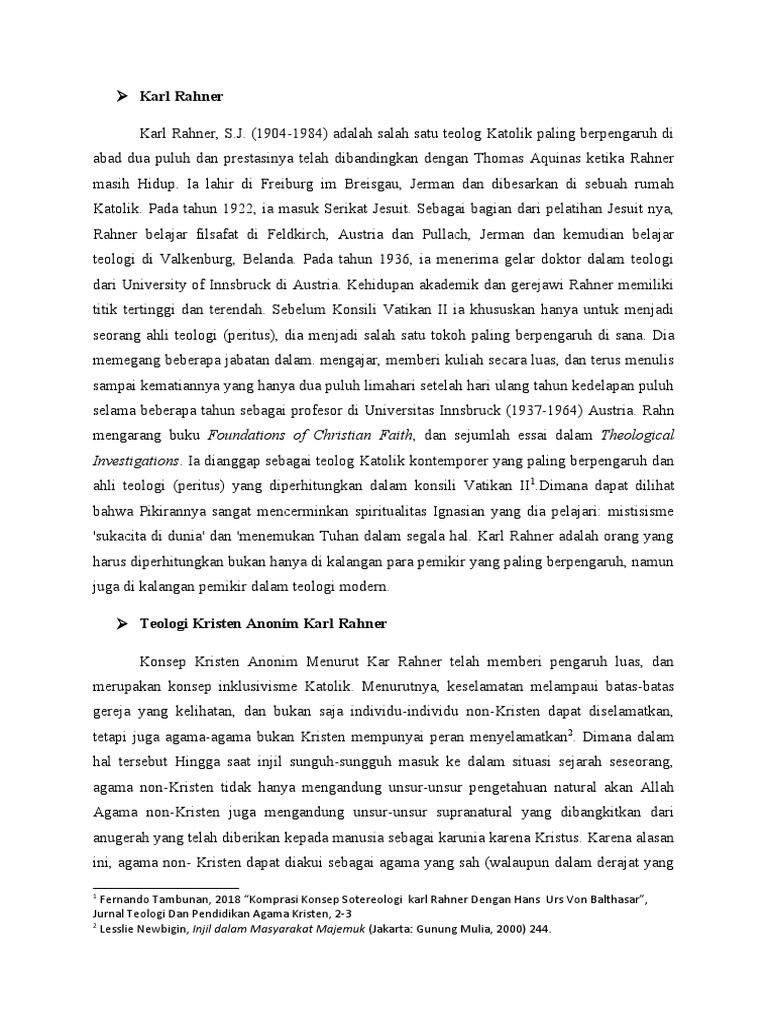KESELAMATAN MENURUT KARL RAHNER | PDF