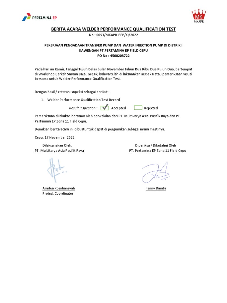 Welder Qualification Test Report | PDF