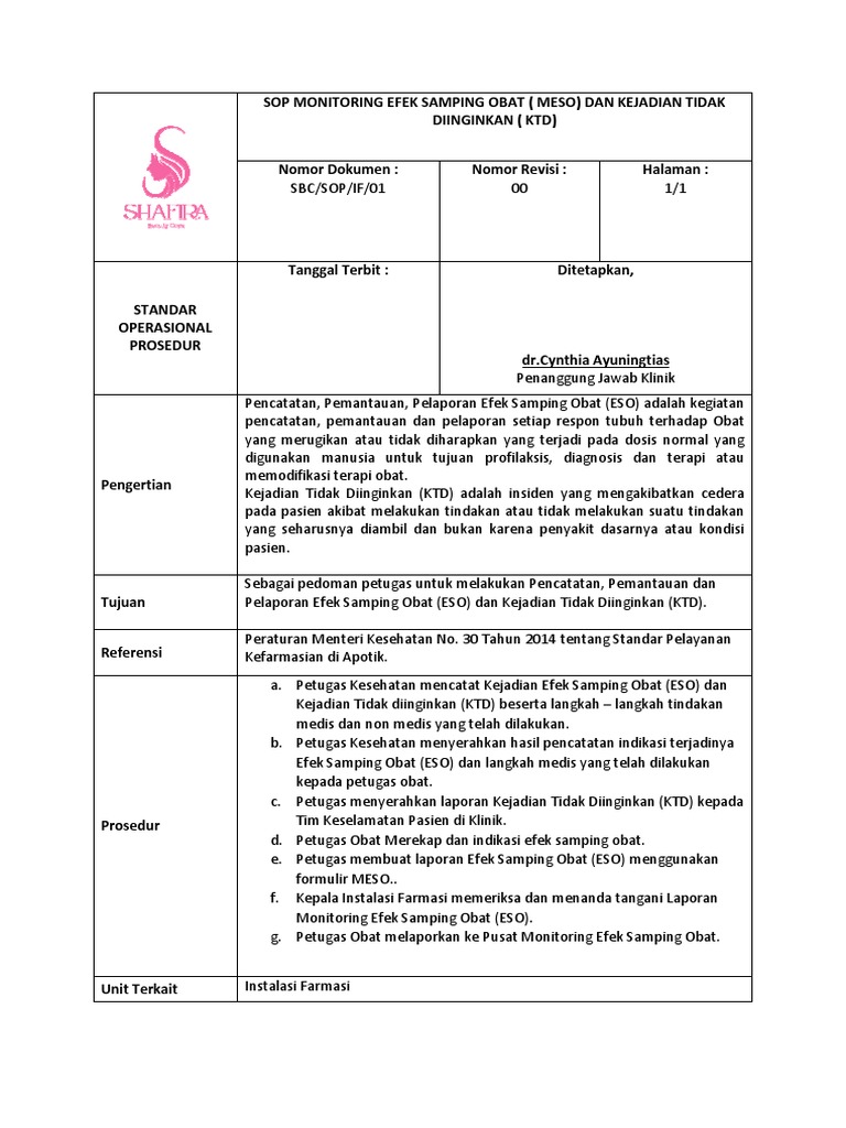 Sop Meso Dan KTD SBC | PDF