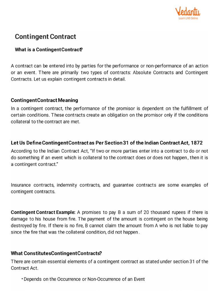 Contingent Contract | PDF