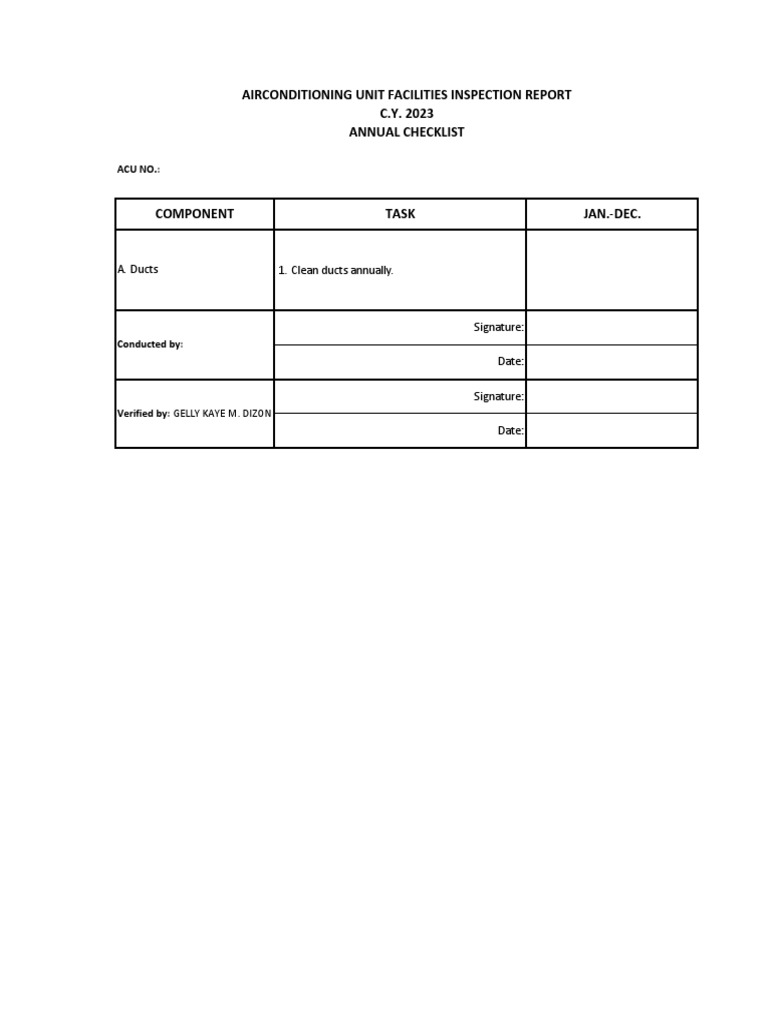 Maintenance Plan - ACU | PDF