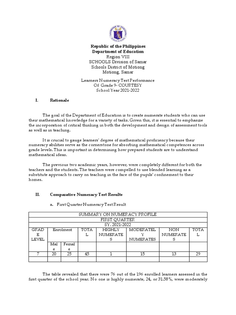 Numeracy Test Synthesis | PDF | Teachers | Change