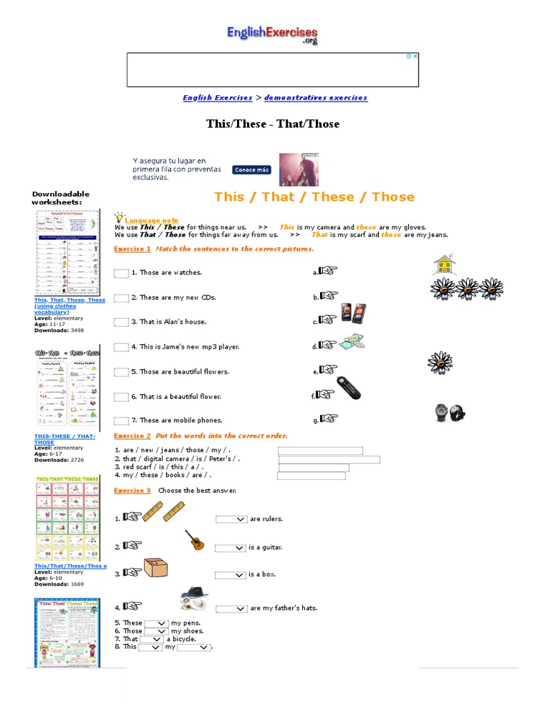 This/That/These/Those Exercises | PDF | Languages | Foreign Language ...