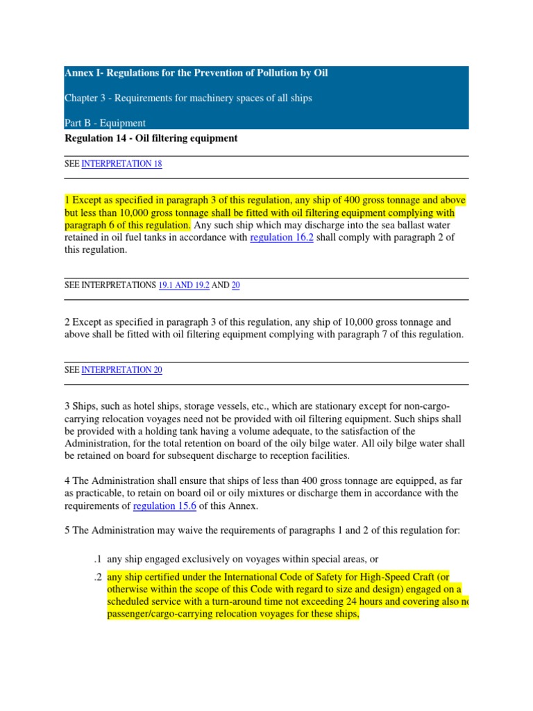 Annex I - OWS Possible Exemption | PDF | Ships | Tonnage