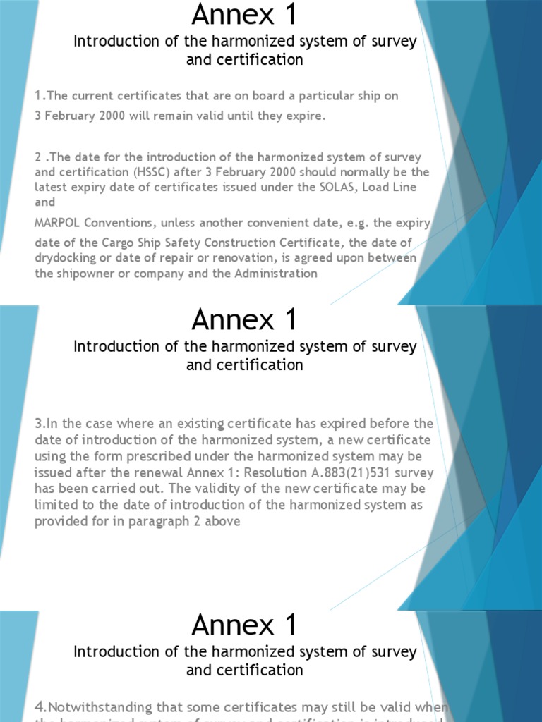SOLAS - Annex 1-4 | PDF