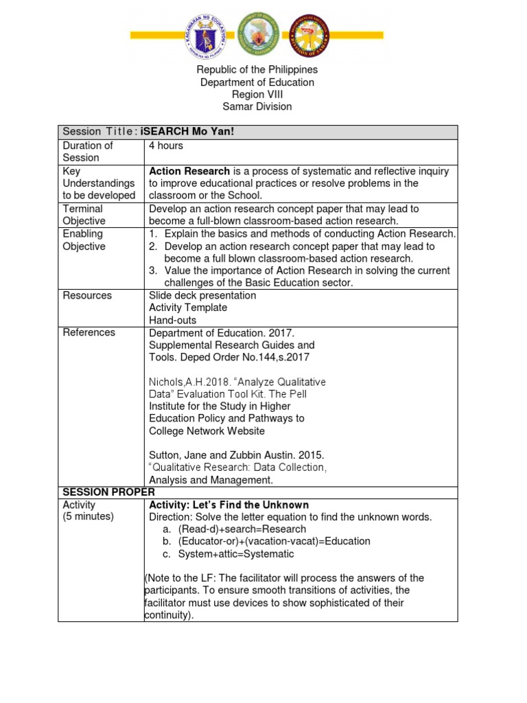 Session Guide Cbar | PDF | Action Research | Reading Comprehension