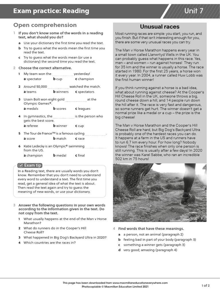 A1PLUS U7 Exam Practice Reading | PDF
