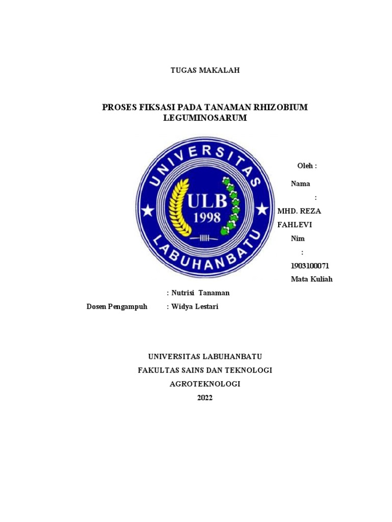 M. Reza Fahlevi - Makalah Rhizobium | PDF | Griya & Taman | Sains ...