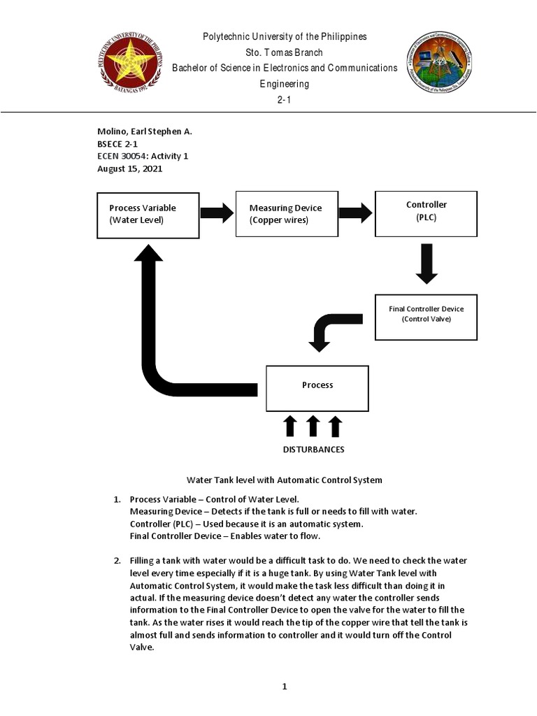 Water Tank Level With Automatic Control System | PDF