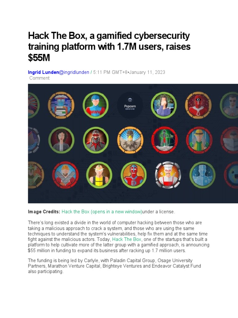 55M for Hack The Box, a gamified cybersecurity training platform with 1 ...