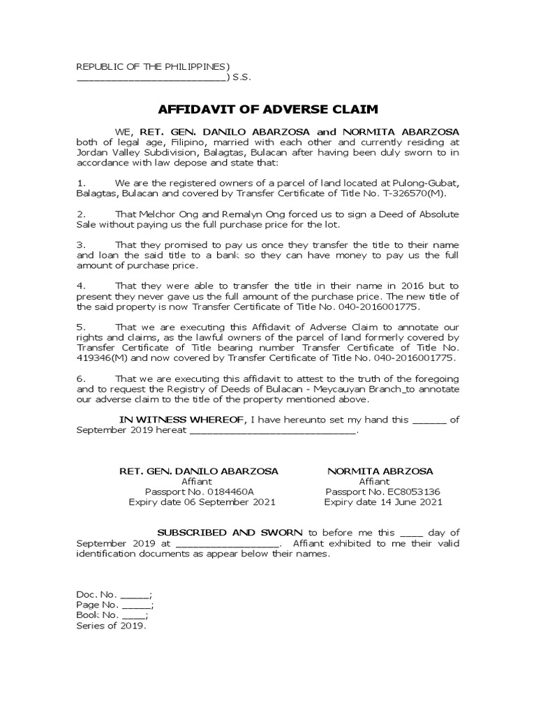 Adverse Claim | PDF