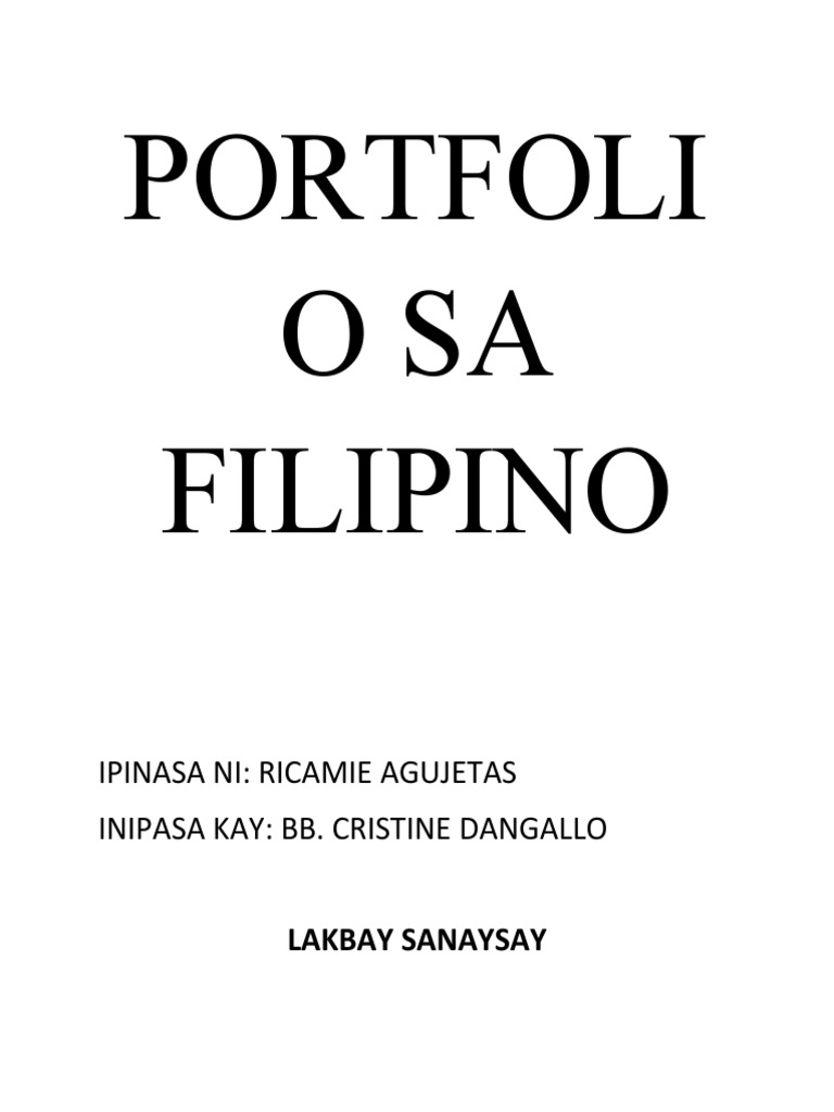 Portfolio Sa Filipino | PDF