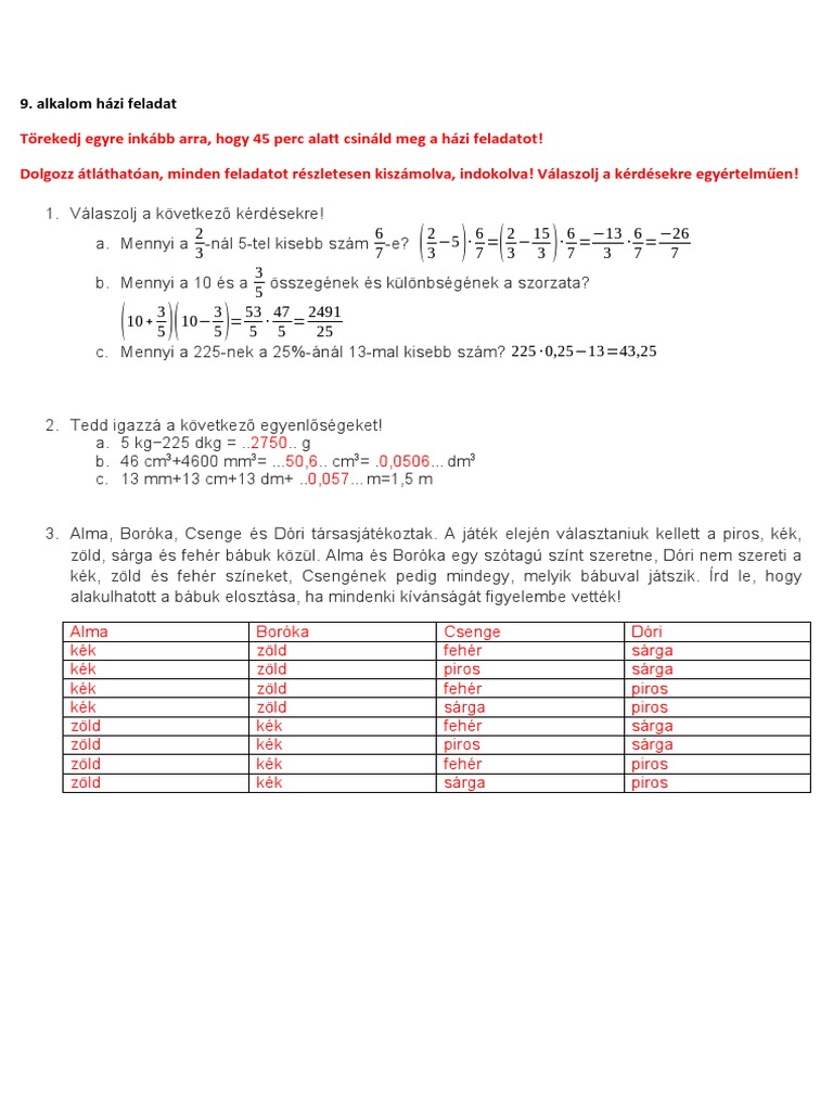 9.alkalom házi megoldás | PDF