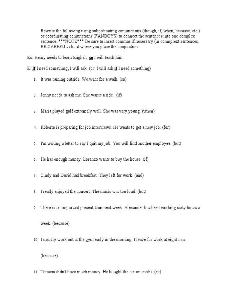 Compound-Complex Sentence Worksheet | PDF