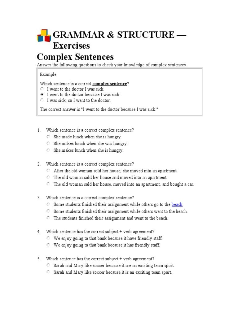 Compund and Complex Sentences Exercise | Download Free PDF | Verb ...
