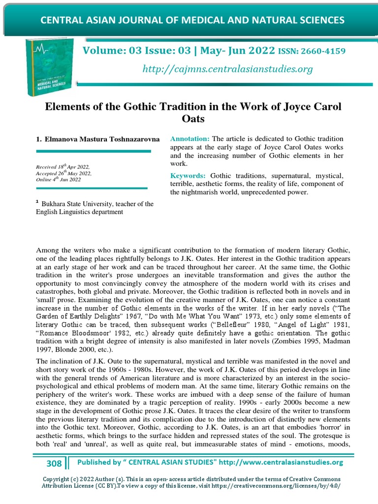 Elements of The Gothic Tradition in The Work of Joyce Carol Oats | PDF ...