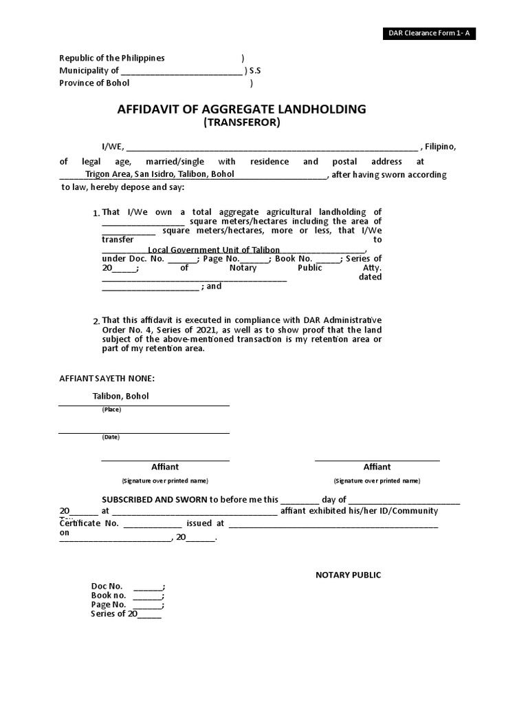 Affidavit of Aggregate LH Transferor | PDF | Finance & Money Management ...