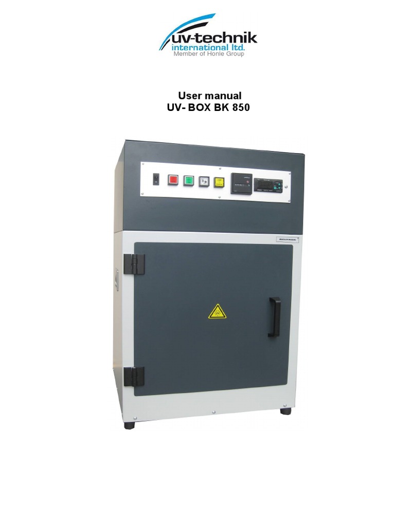 Manual UV Chamber 850S V2 - 01 - e | PDF | Ultraviolet | Ac Power Plugs And Sockets