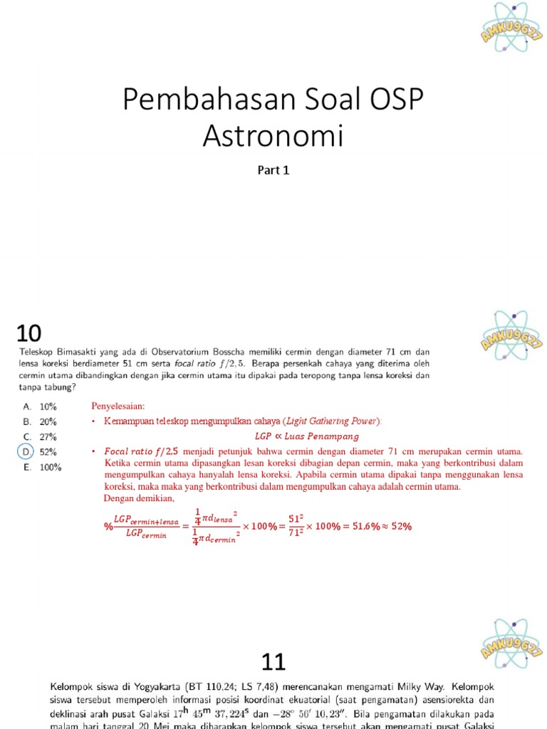 Pembahasan Soal OSP Astronomi 2023 | PDF