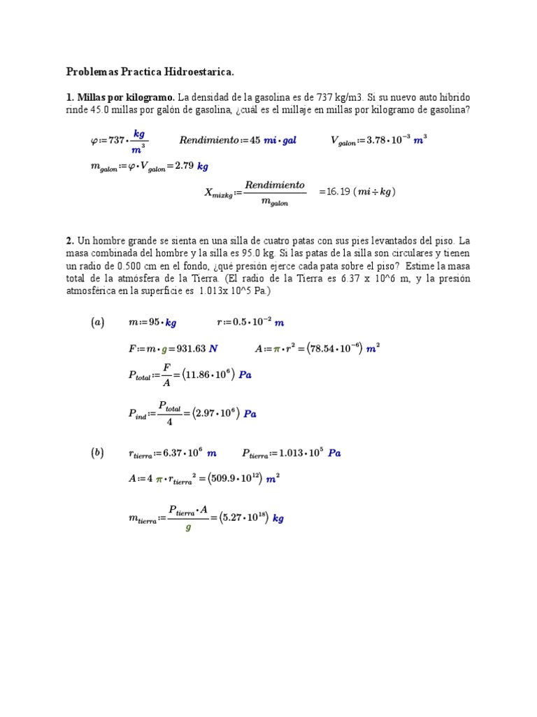 Problemas Practica 1 | PDF | Pascal (Unidad) | Viscosidad