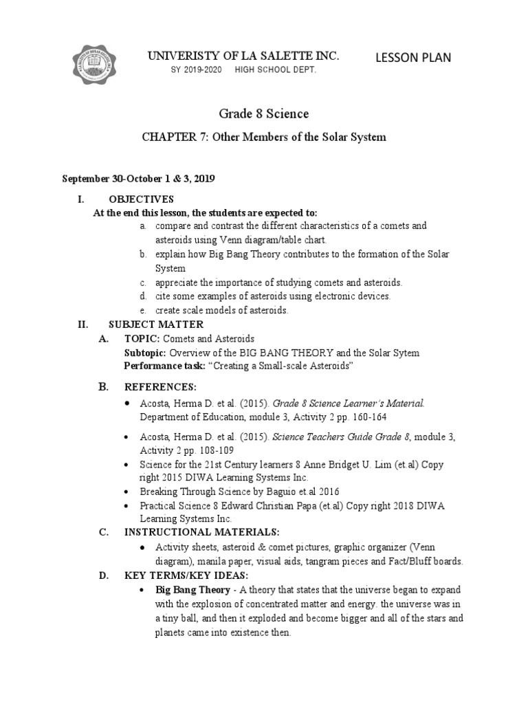 Lesson Big Bang | PDF | Sun | Solar System