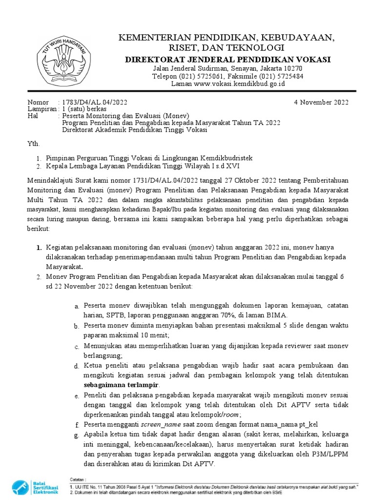 Monev Program Penelitian Vokasi 2022 | PDF | Ilmu Sosial
