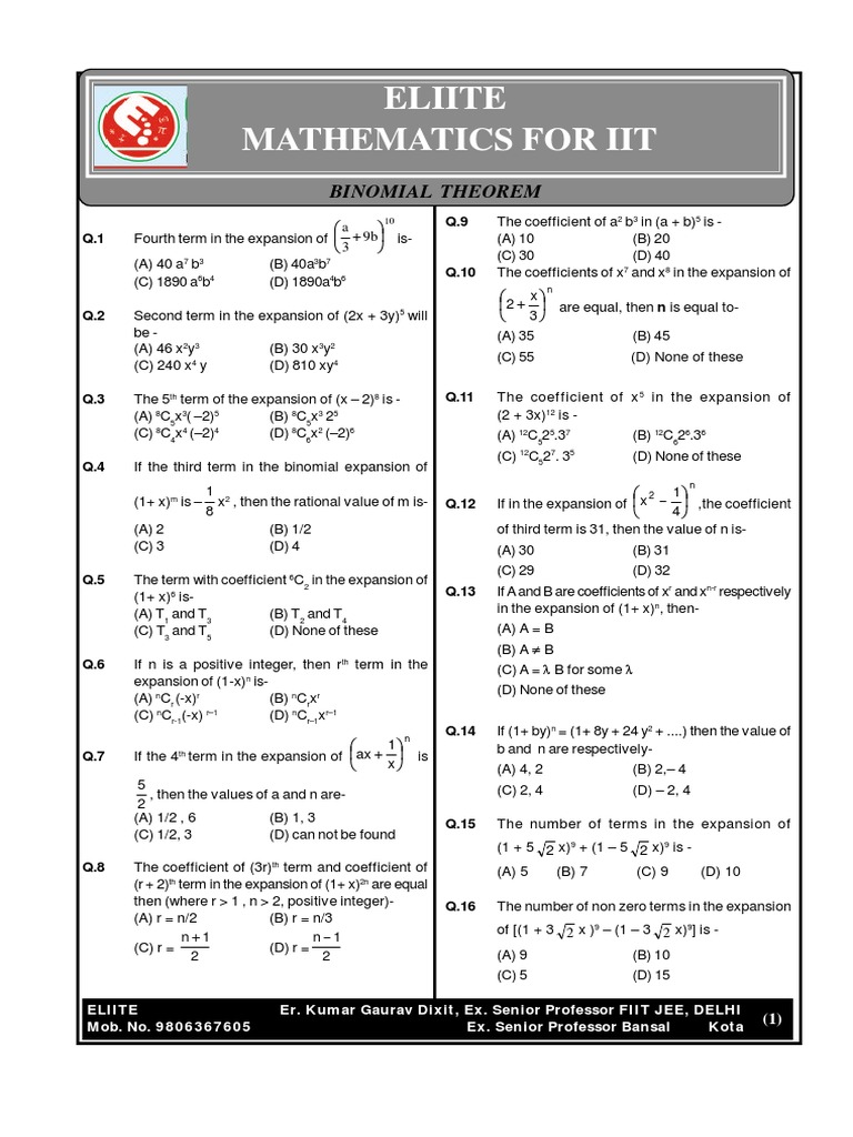 Binomial Theorem | PDF | Numbers | Arithmetic