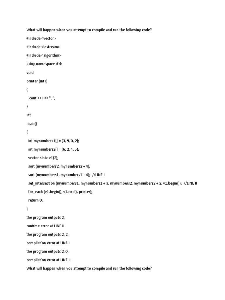 What Will Happen When You Attempt To Compile and Run The Following Code | PDF | Namespace ...