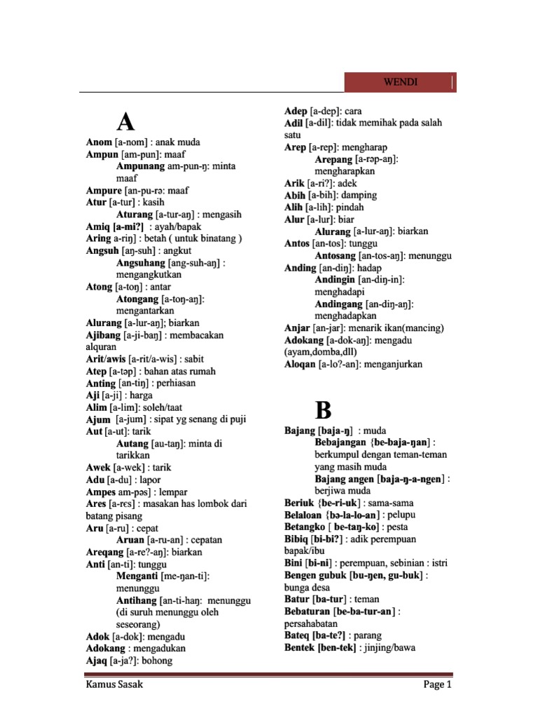 Kamus Bahasa Sasak Halus | PDF