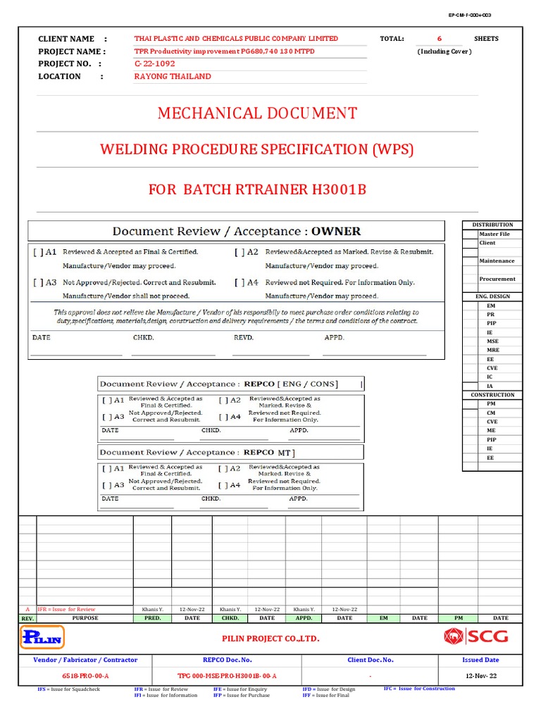 Welding Procedure Specification (WPS) | PDF | Welding | Construction
