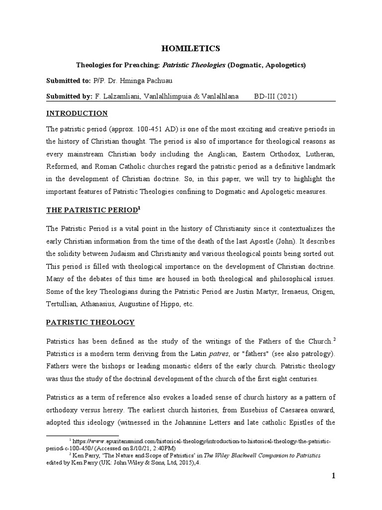 1, 10, 11 Homiletics Assignment | PDF | Church Fathers | Christian Church