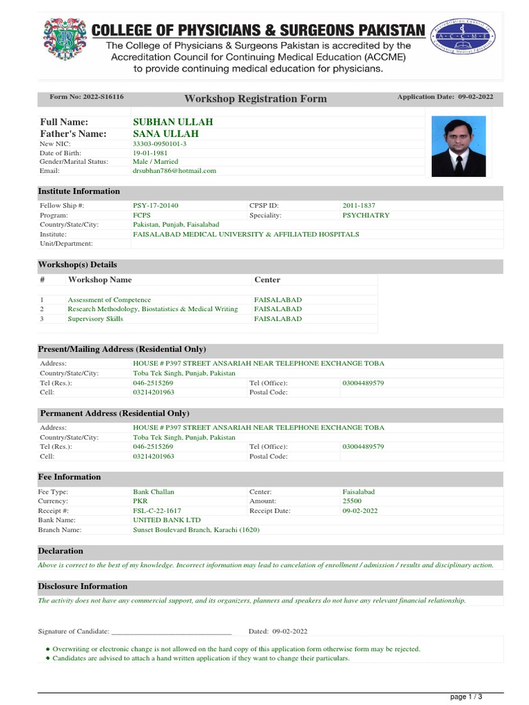 CPSP Workshop Form | PDF | Deposit Account | Banks