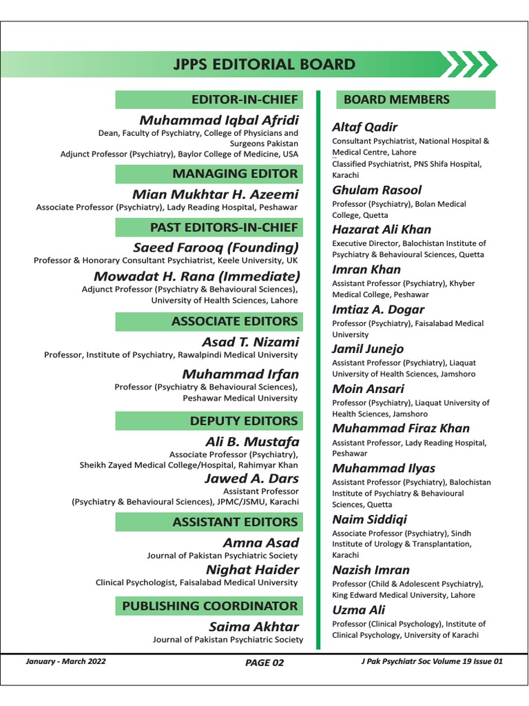 Editorial Board Page 2 | PDF | Psychiatry | Health Sciences