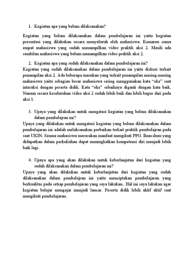 Kegiatan Apa Yang Belum Dilaksanakan | PDF