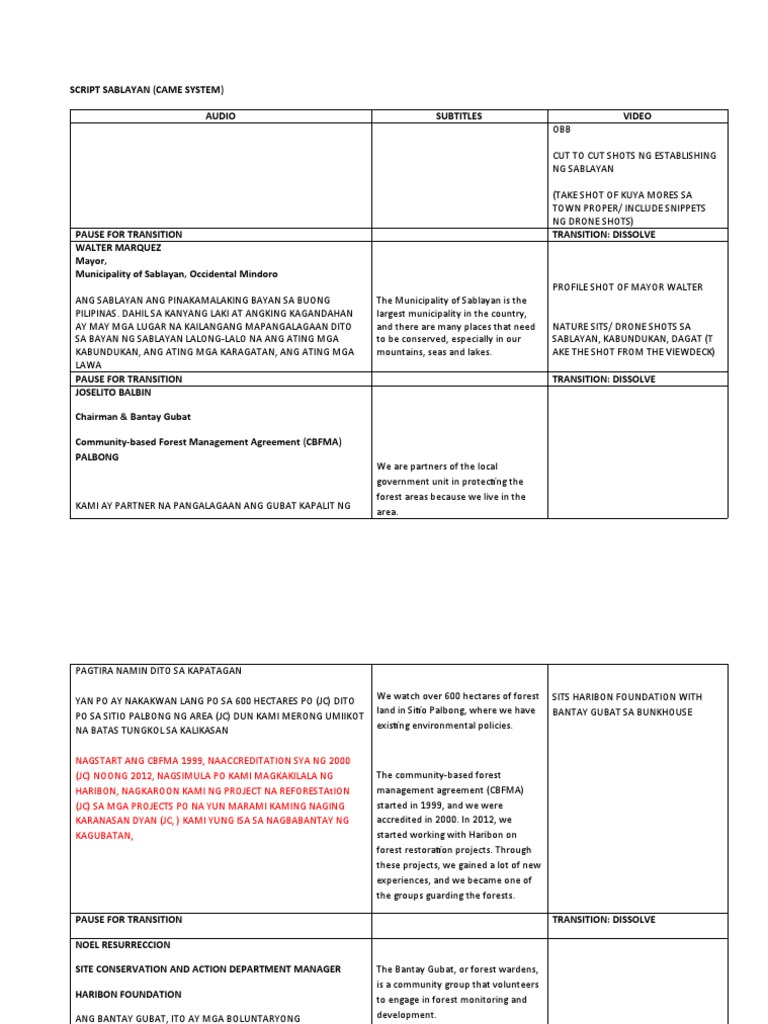 Script Sablayan | Download Free PDF | Environmental Conservation ...