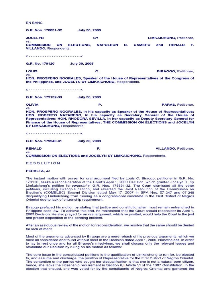 Limkaichong Vs Comelec | PDF | Law
