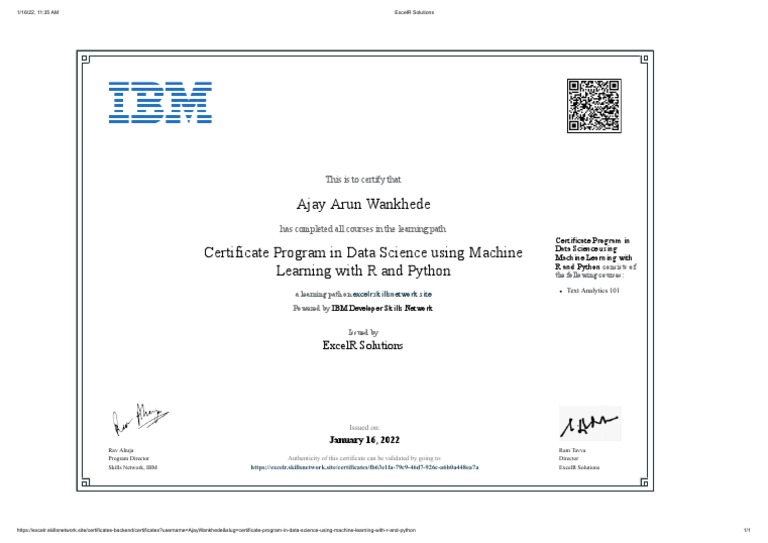 ExcelR Solutions IBM Certificate | Download Free PDF | Data Management ...