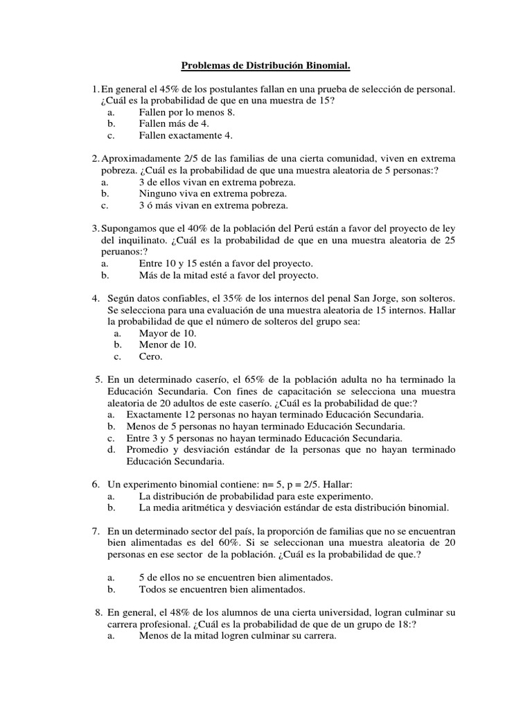 Tarea - Distribucion Binomial | PDF
