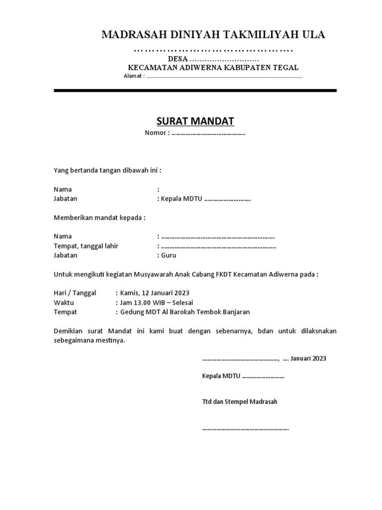 Surat Mandat | PDF