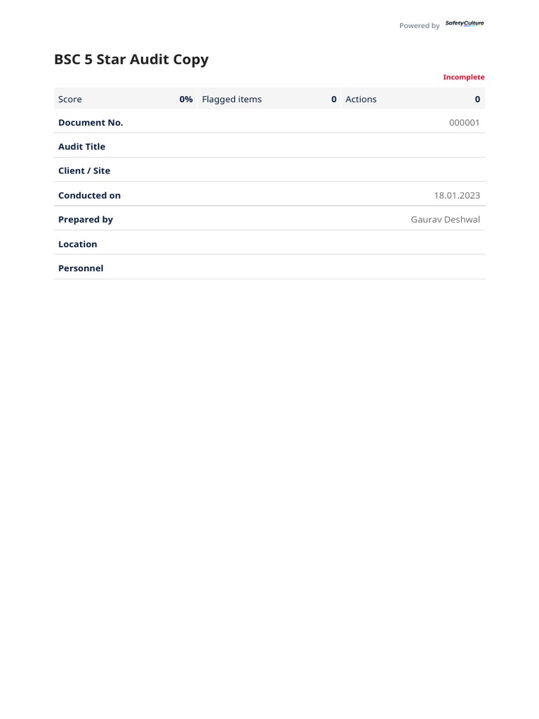 BSC 5 Star Audit | PDF