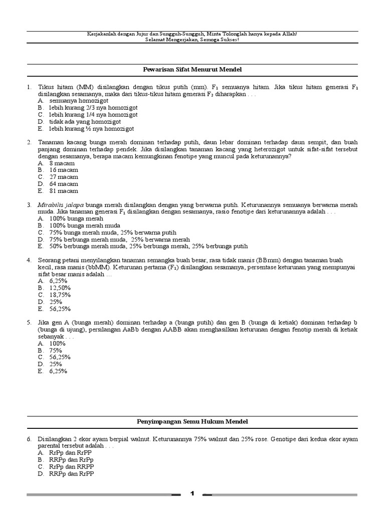 Bank Soal BIOLOGI - 12 SMA IPA - Bab. Hereditas | PDF | Kesehatan Holistik | Sains & Matematika